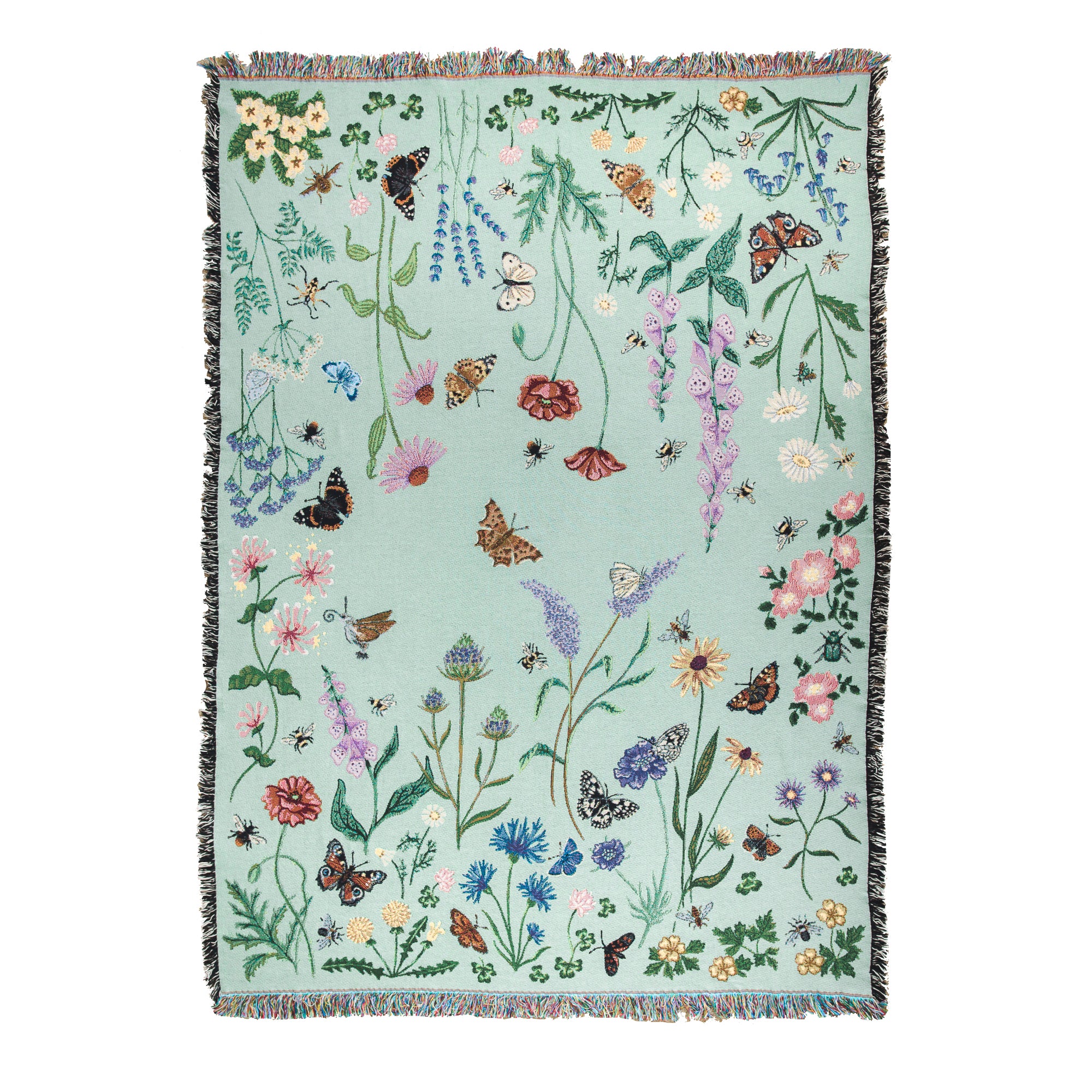 Butterflies and wild flowers woven blanket – Arcana