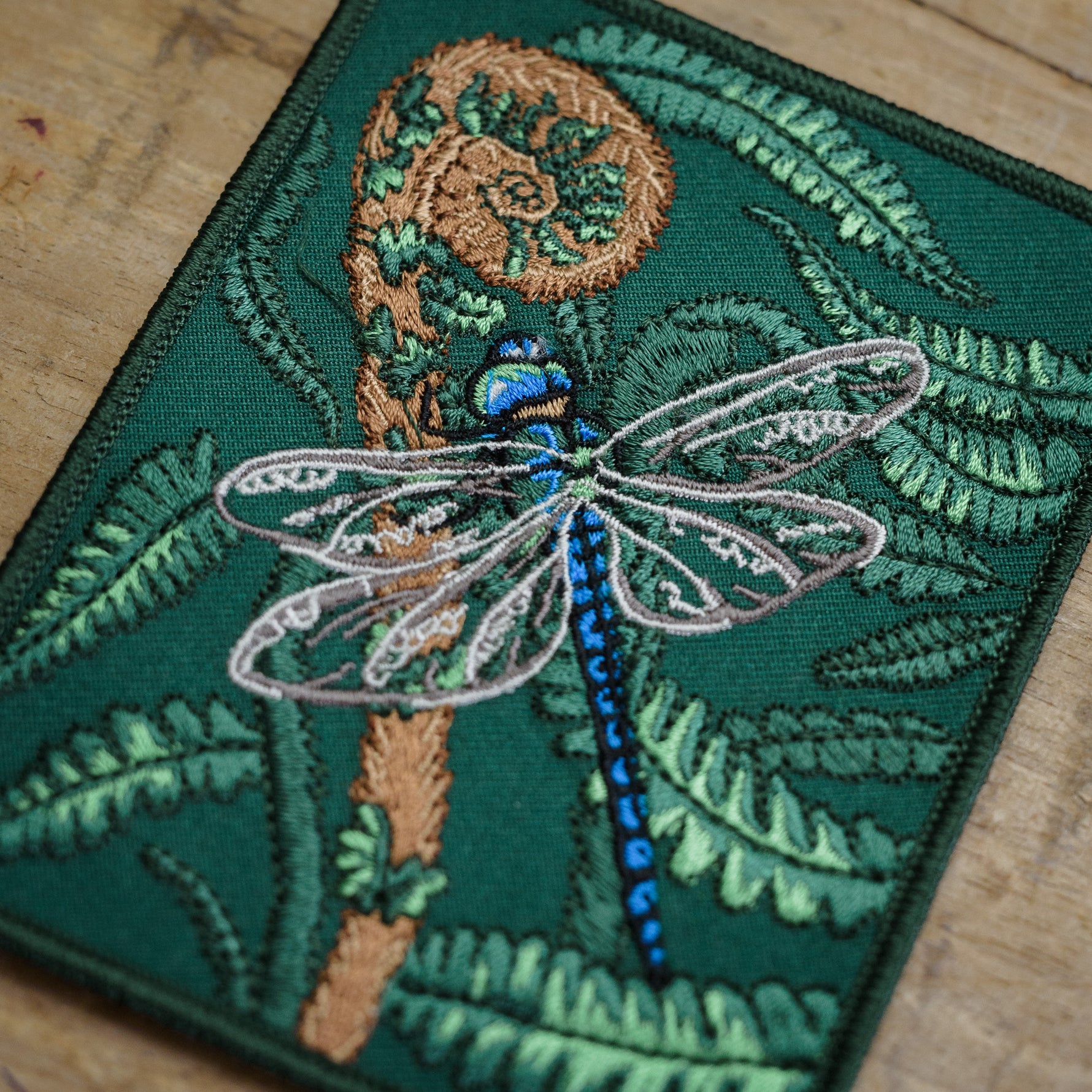 Dragonfly and Fern Embroidered Patch – Arcana